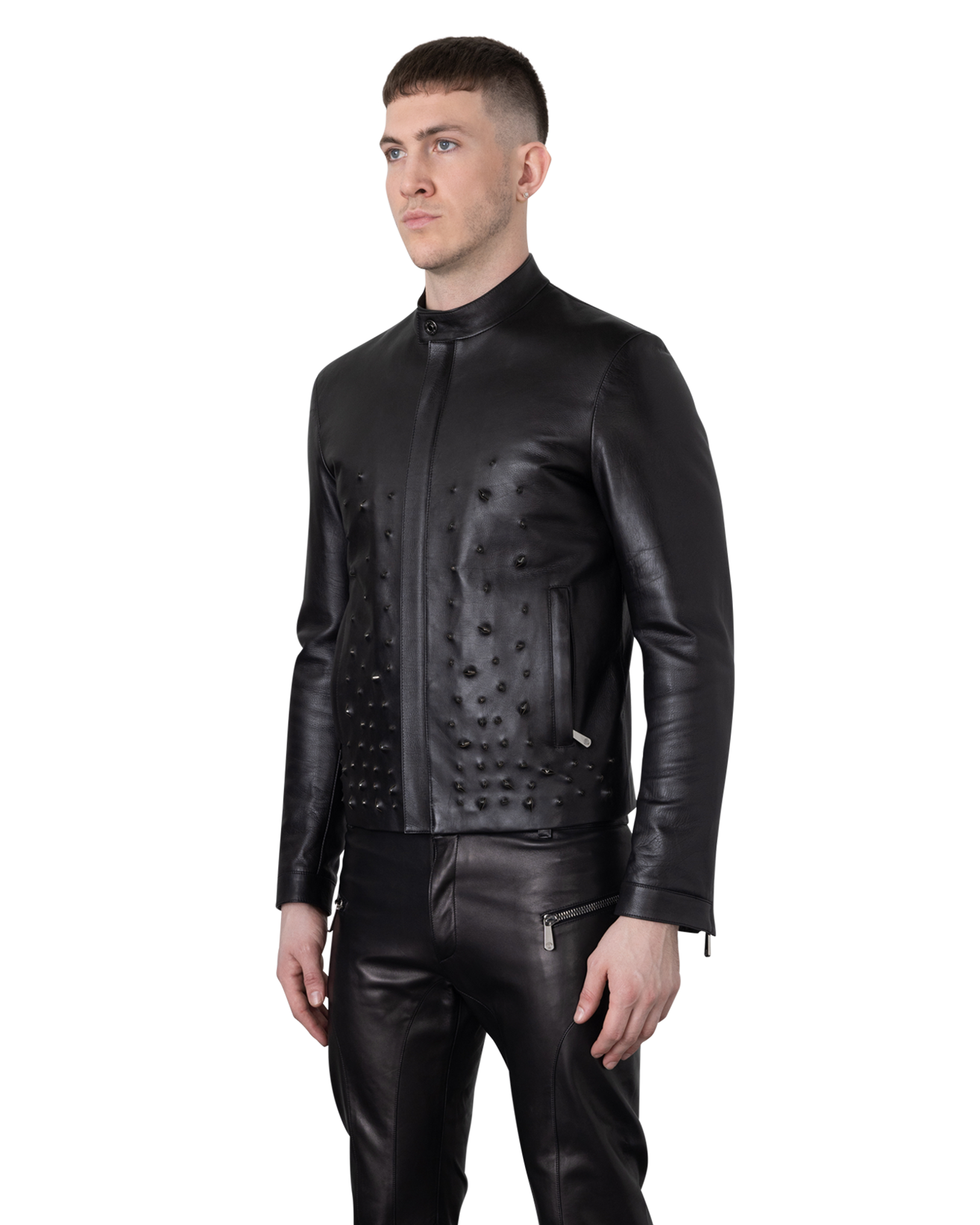 Laser Cut Black Studded Jacket