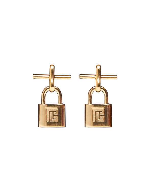 Brass Pulse Padlock Earrings